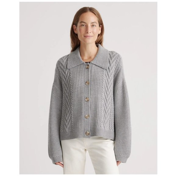 Quince | Sweaters | Quince Australian Merino Wool Collared Cardigan ...